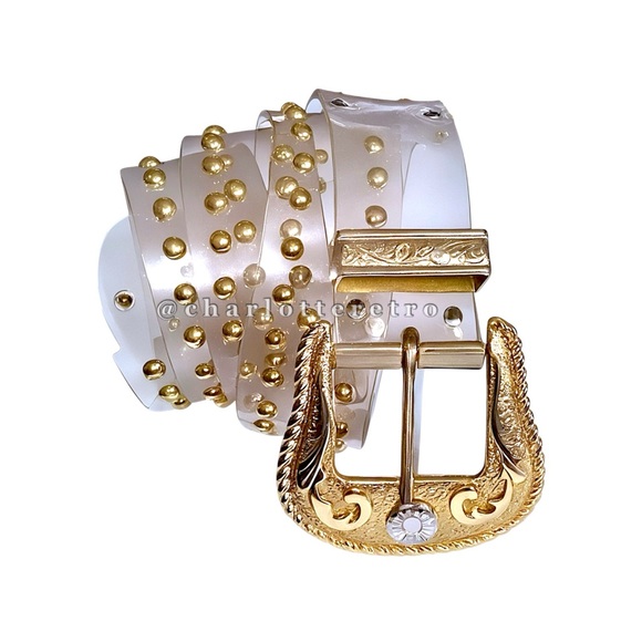 Vintage | Accessories | 8s Vtg Clear Plastic X Gold Studded Belt | Poshmark